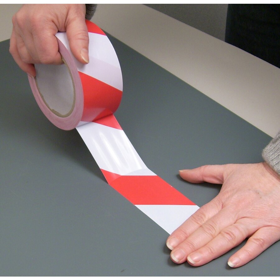 Ruban adhésif rouge et blanc 33 m VISO RSA335RB : Auto5.be