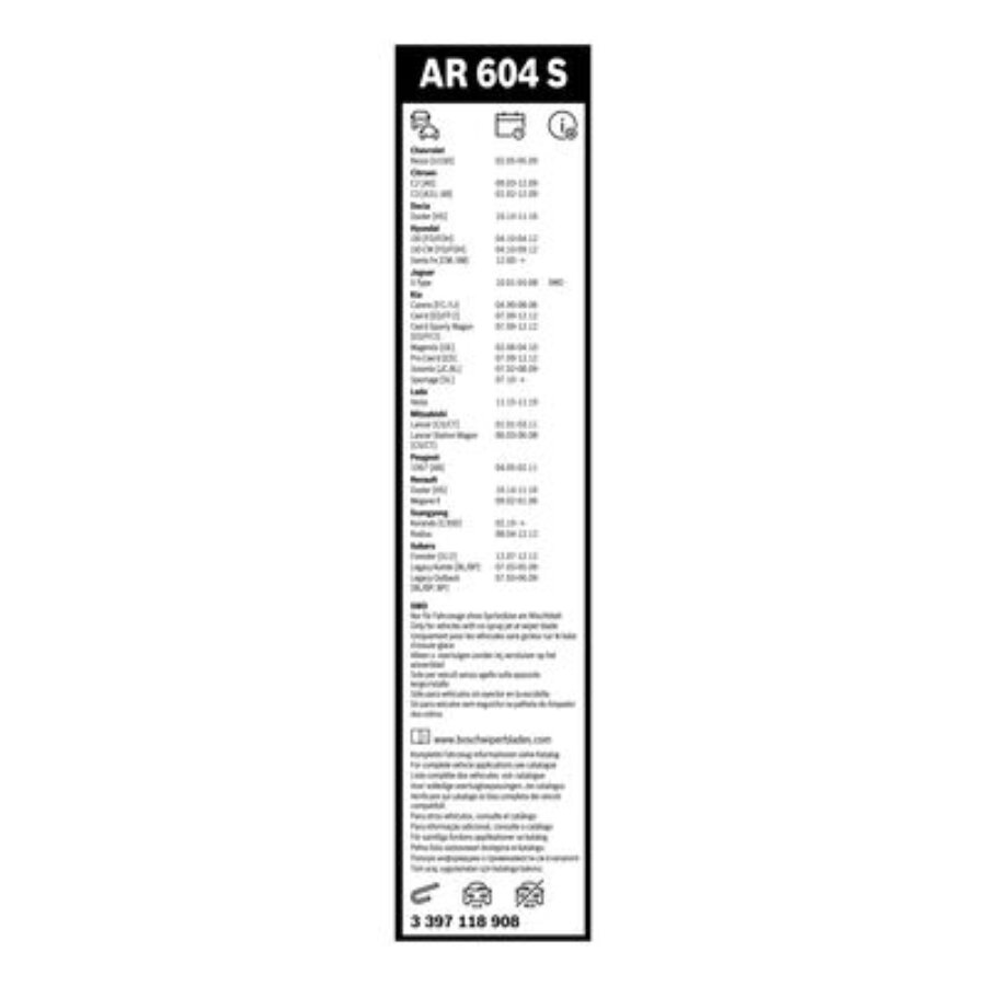 2 ruitenwissers Bosch AeroTwin AR604S : Auto5.be